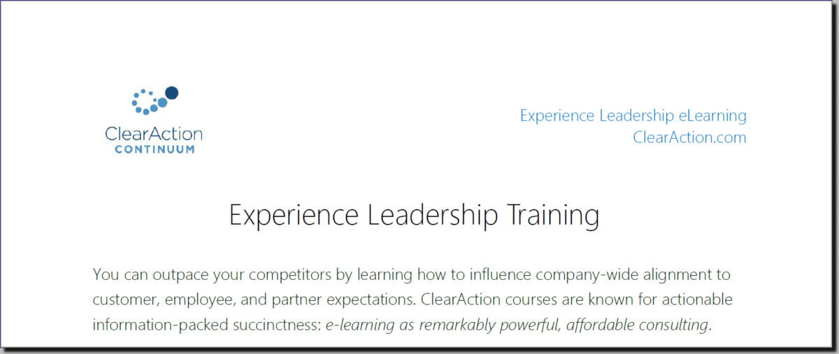 Customer Experience Tools – ClearAction Continuum Experience Leadership